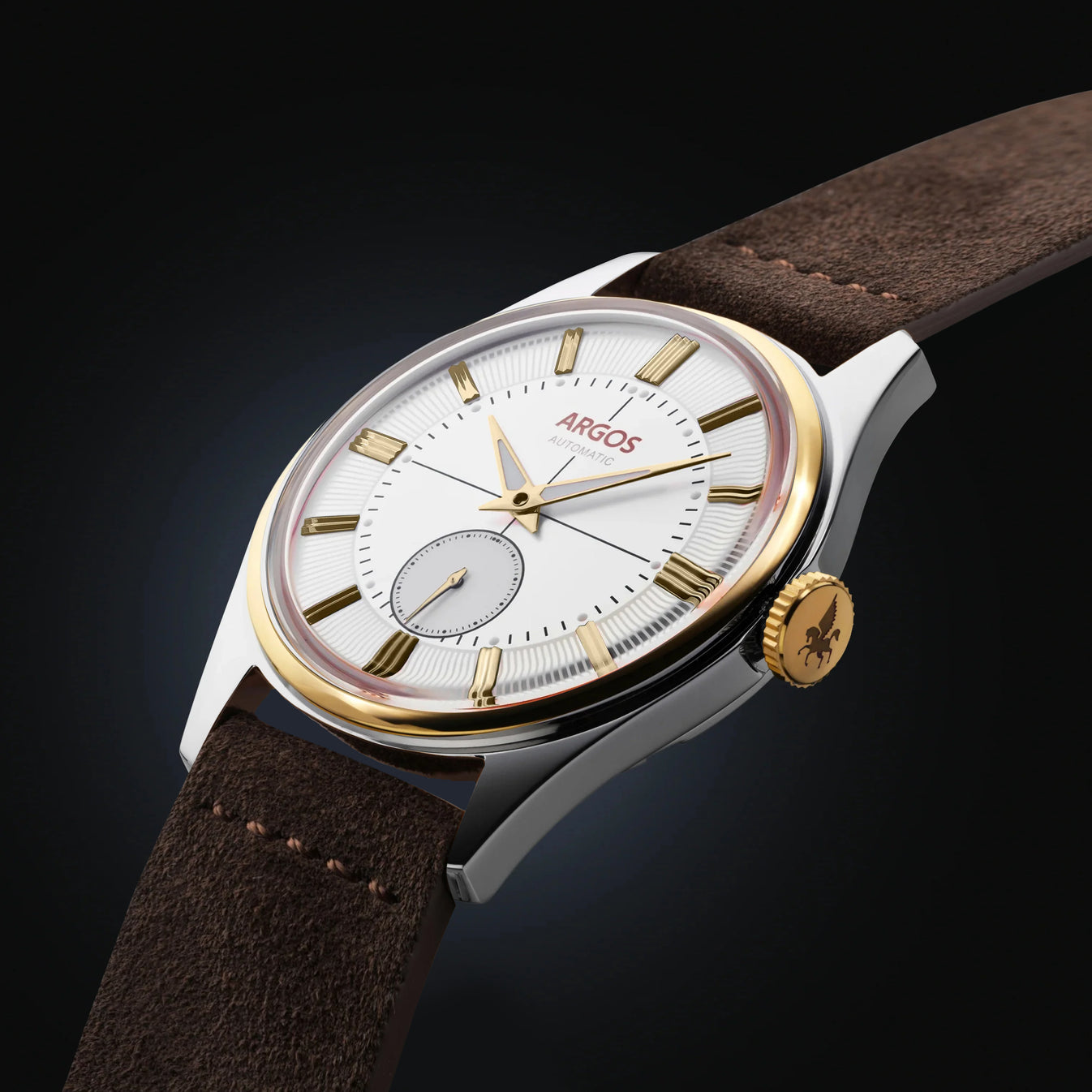 Argos Apollo III Pearl White Gold Two Tone with Italian Suede Strap