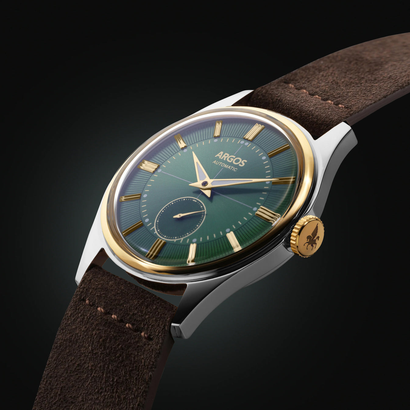 Argos Apollo III Olive Green Gold Two Tone with Italian Suede Strap