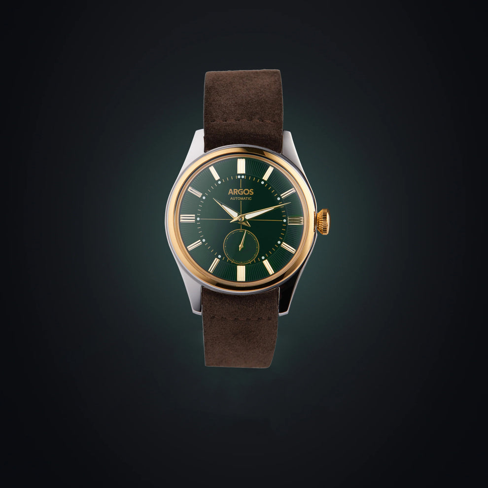 Argos Apollo III Olive Green Gold Two Tone with Italian Suede Strap