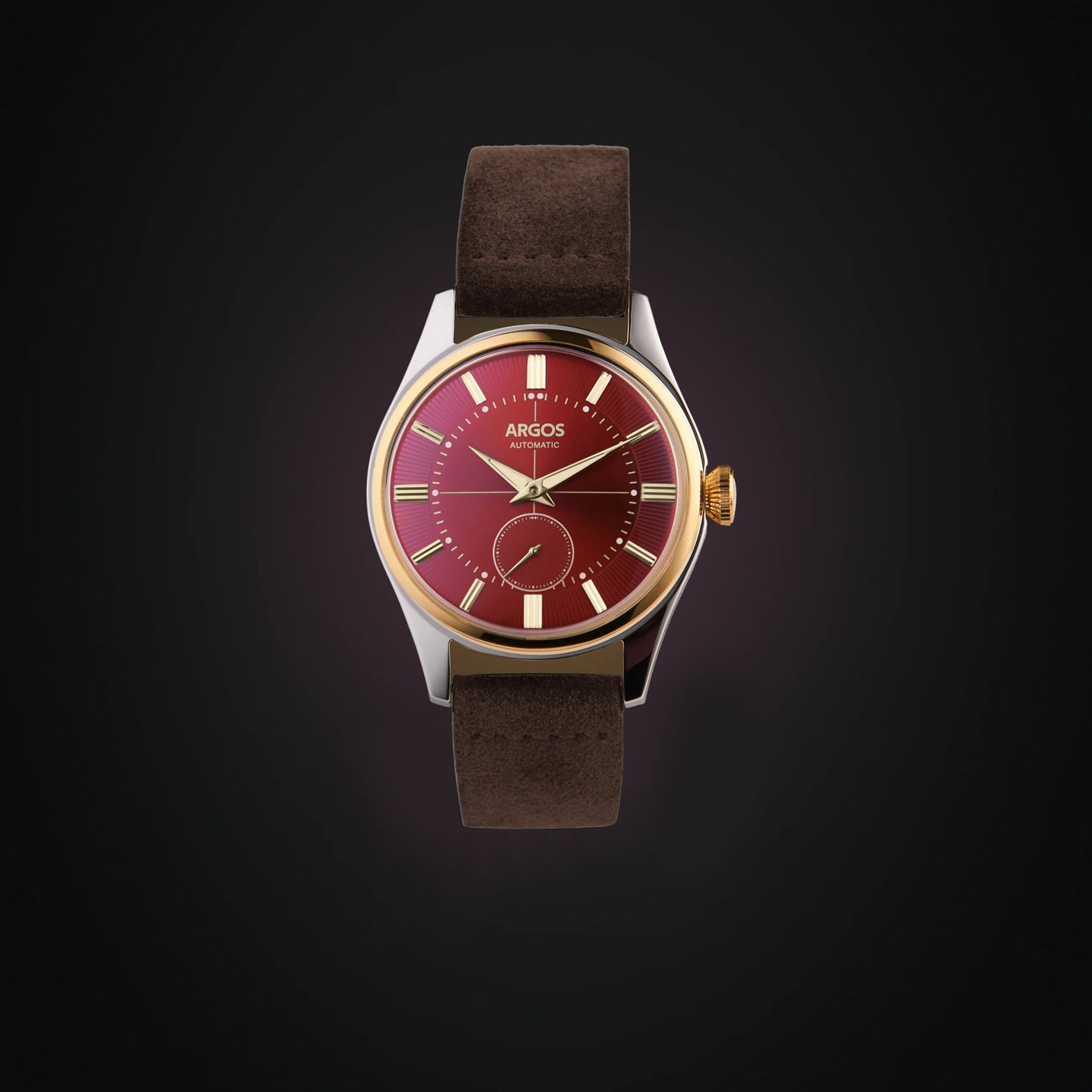 Argos Apollo III Wine Red Gold Two Tone with Italian Suede Strap