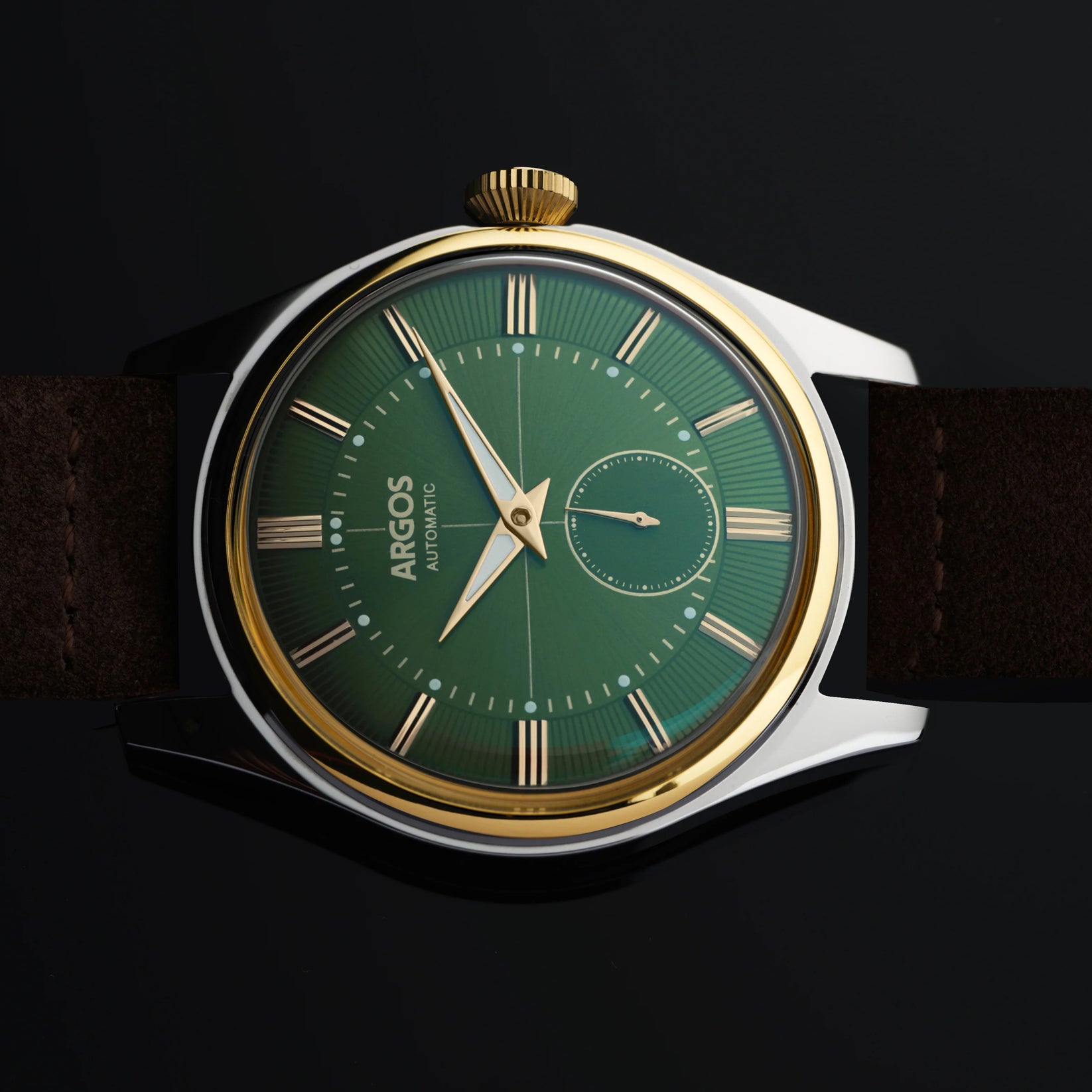 Argos Apollo III Olive Green Gold Two Tone with Italian Suede Strap