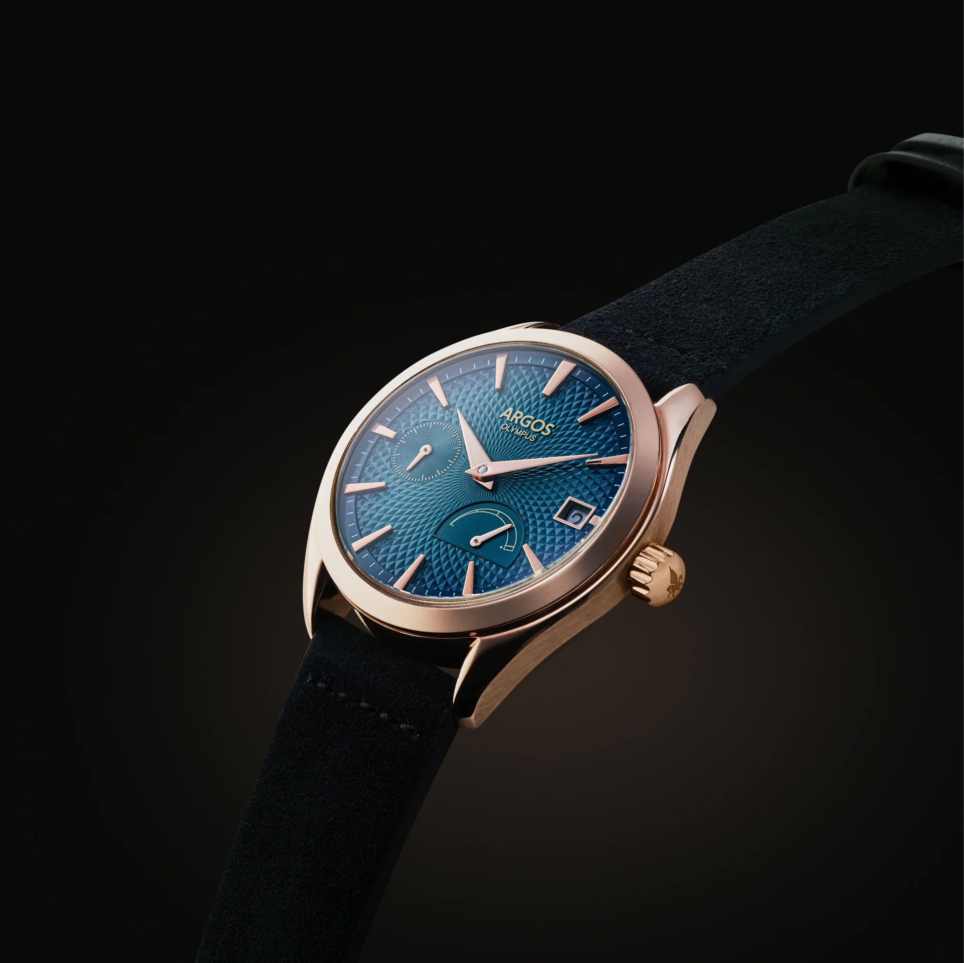 Argos Olympus - Azure Blue Rose Gold leather