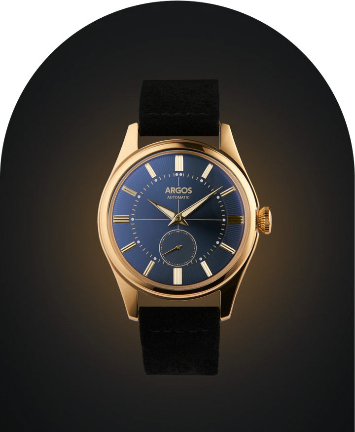 Argos Apollo III - Onyx Black Gold with Leather Strap