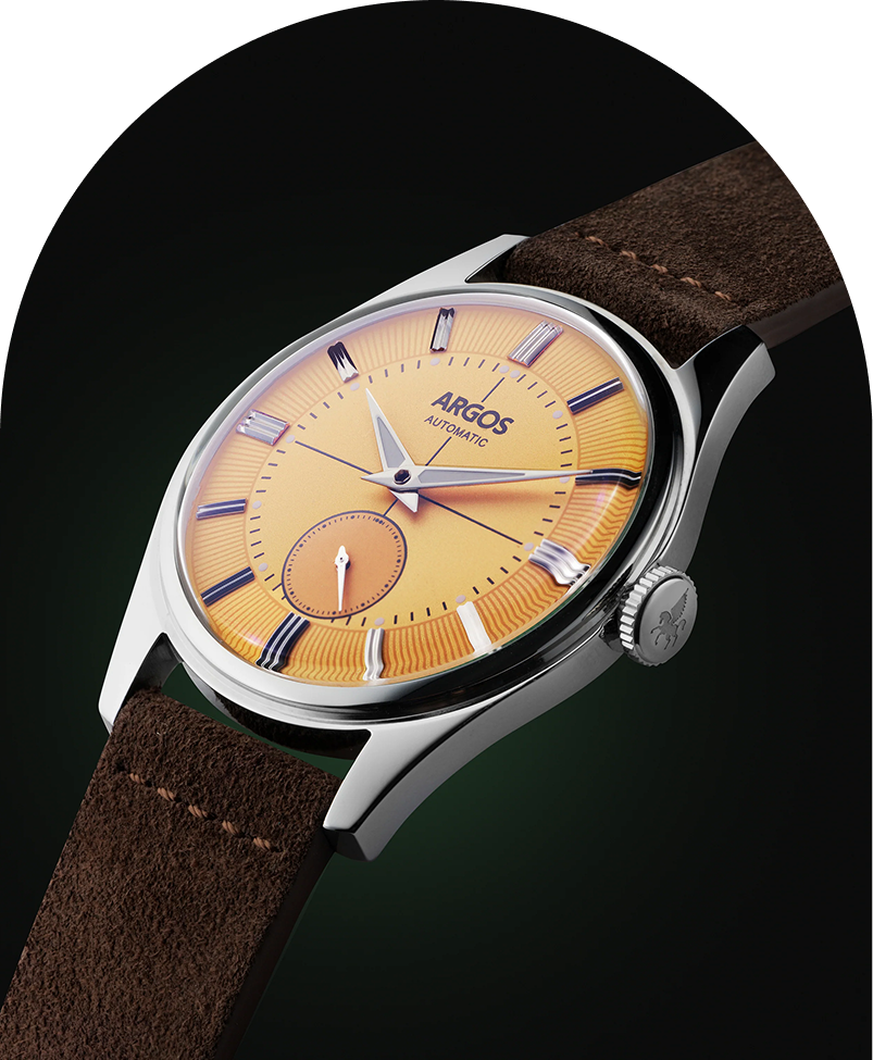 Argos Apollo III - Cadmium Yellow Silver with Italian Suede Leather Strap