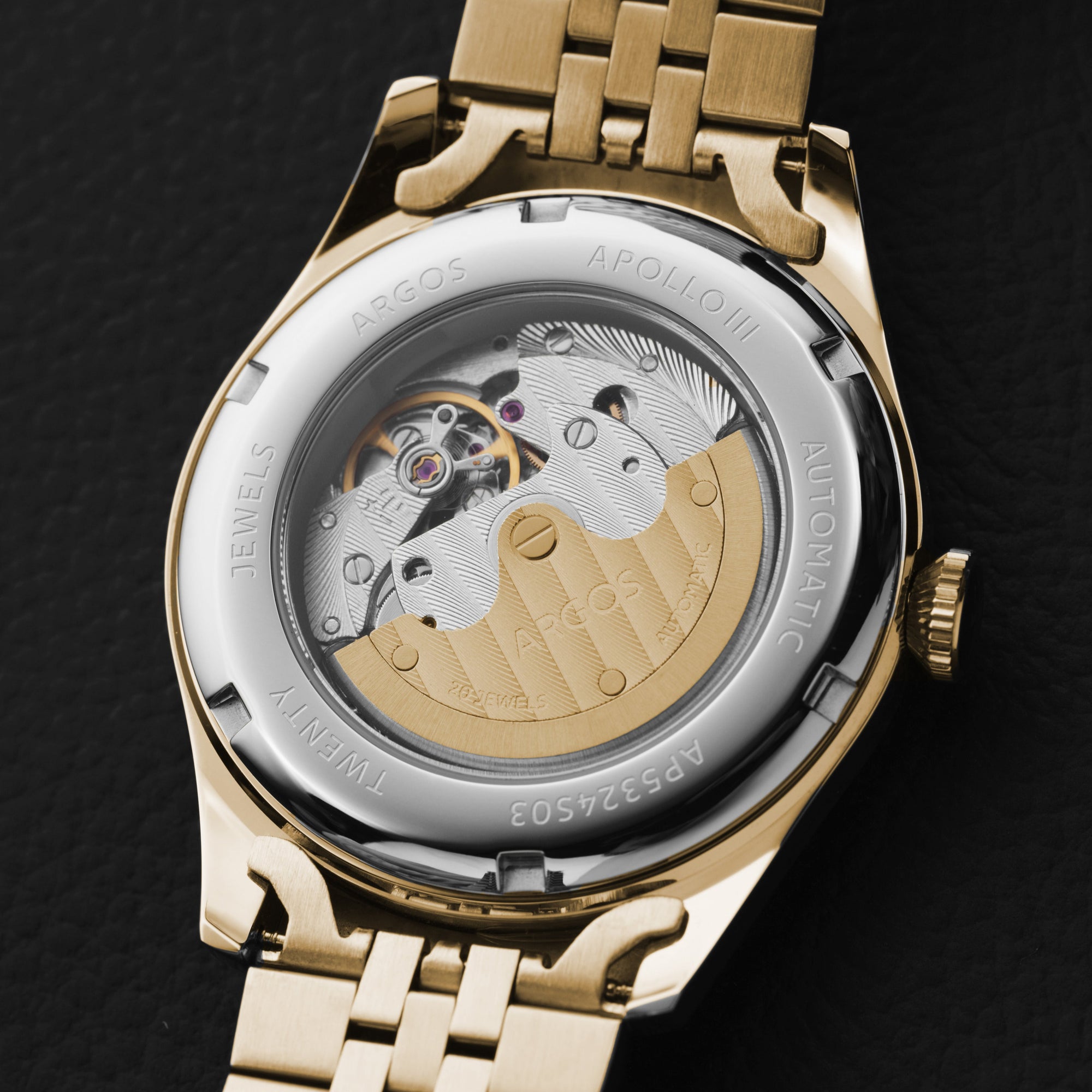 Argos Apollo III - Olive Green Gold with Italian Suede Leather Strap