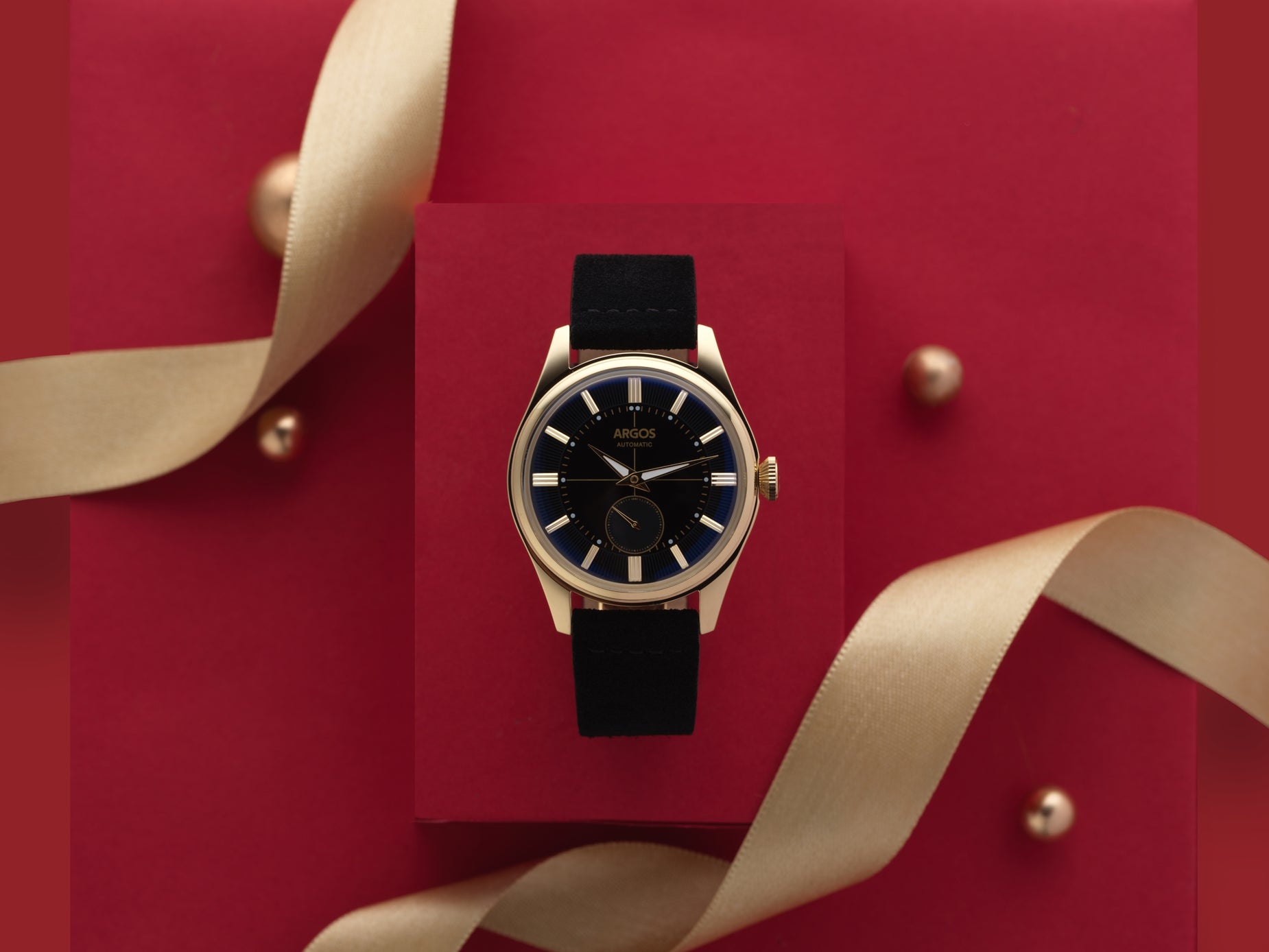 Argos Apollo III - Onyx Black Gold with Leather Strap – Argos Watches