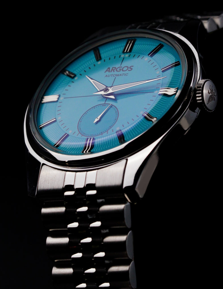 Argos Apollo III - Ice Blue Silver with Italian Suede Leather Strap ...