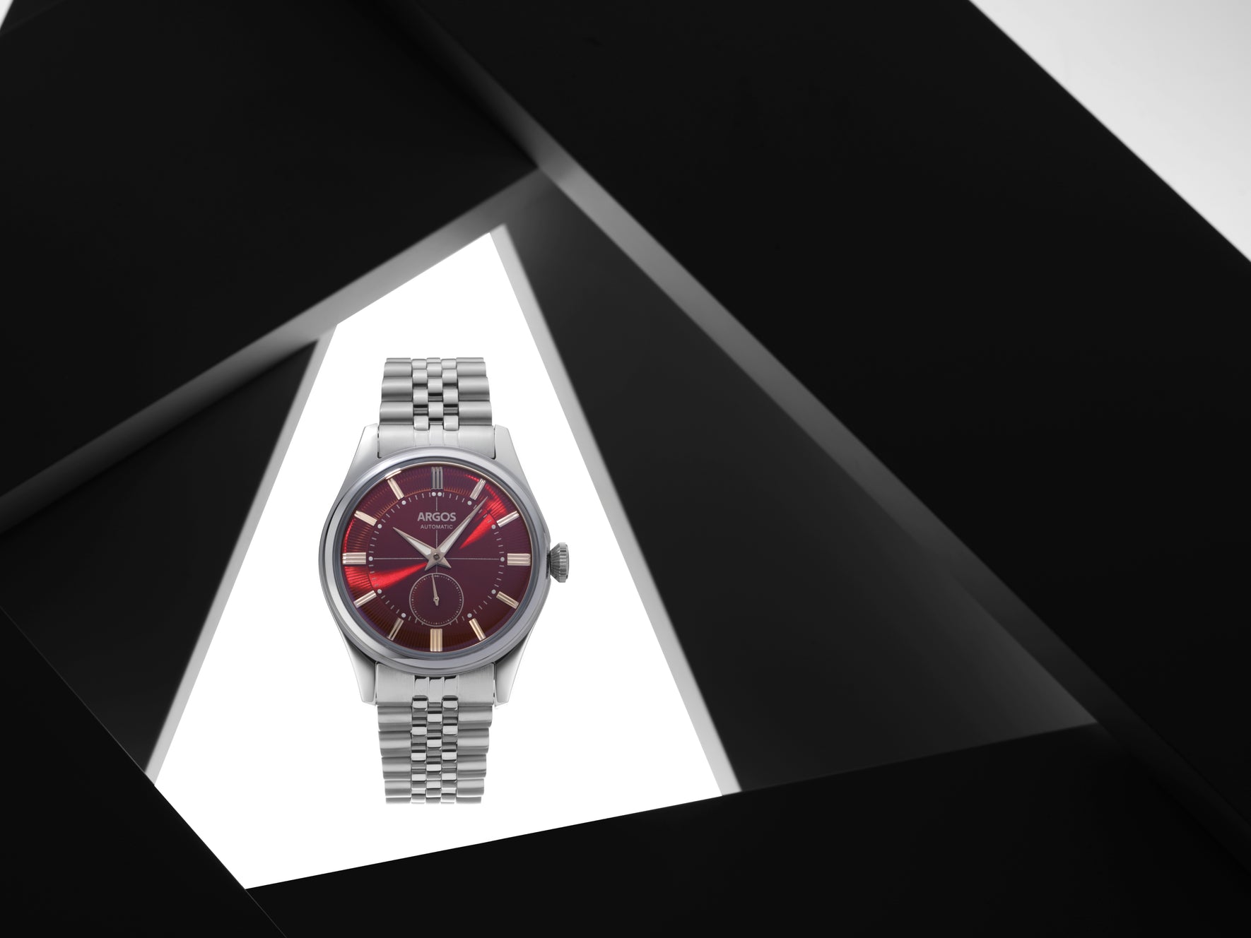 Argos Apollo III - Wine Red Silver with Italian Suede Leather Strap ...