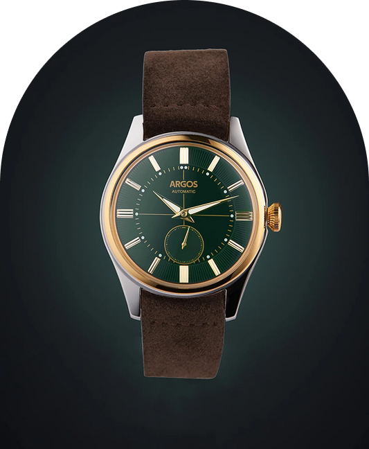 Argos Apollo III Olive Green Gold Two Tone with Italian Suede Strap