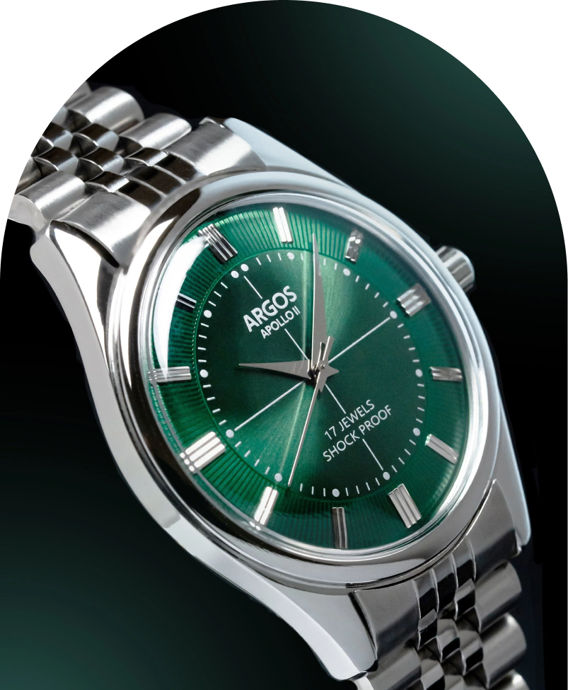 Argos Apollo II - Olive Green Silver Men's Mechanical watch