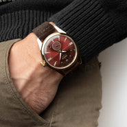 Argos Apollo III - Wine Red Gold with Italian Suede Leather Strap ...