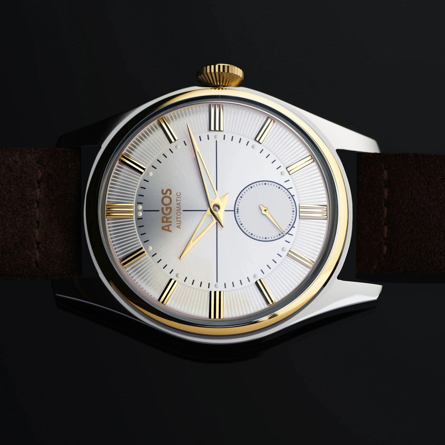 Argos Apollo III Pearl White Gold Two Tone with Italian Suede Strap